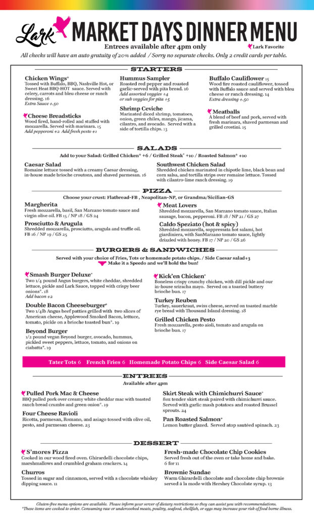 Menu • Lark Restaurant & Bar Chicago