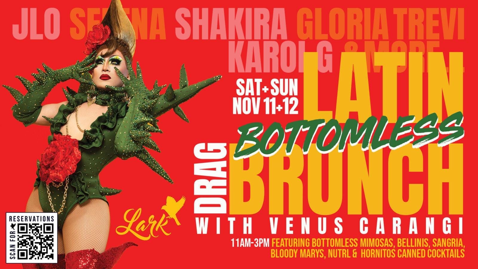 Latin Bottomless Drag Brunch with Venus Carangi • Lark Restaurant & Bar ...