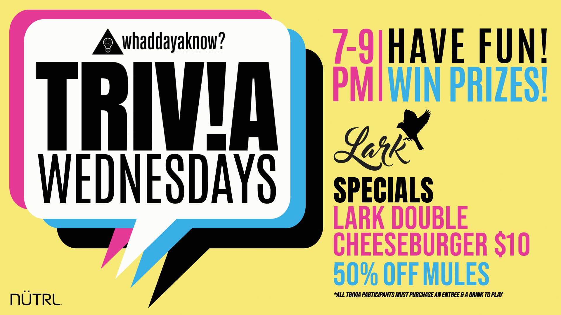 Whaddayaknow Trivia Wednesdays • Lark Restaurant & Bar Chicago