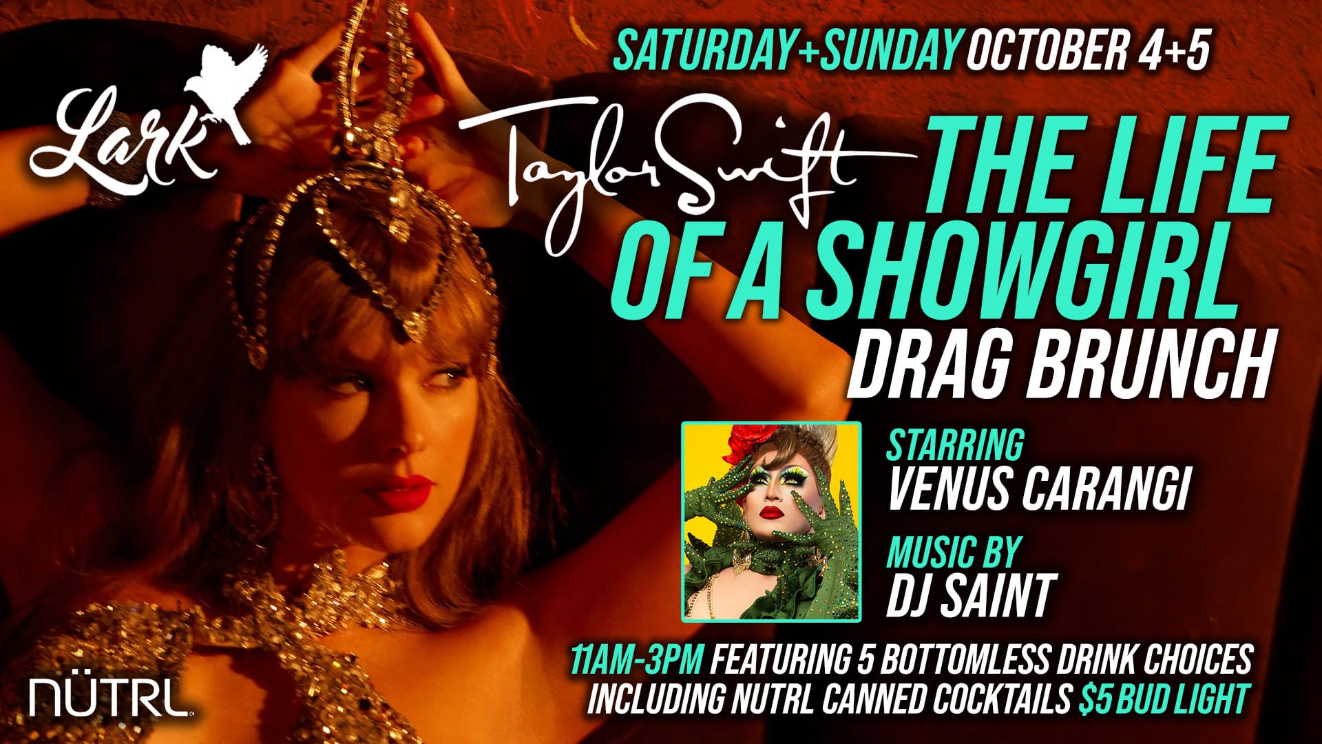 Taylor Swift "The Life Of A Showgirl" Drag Brunch • Lark Restaurant ...