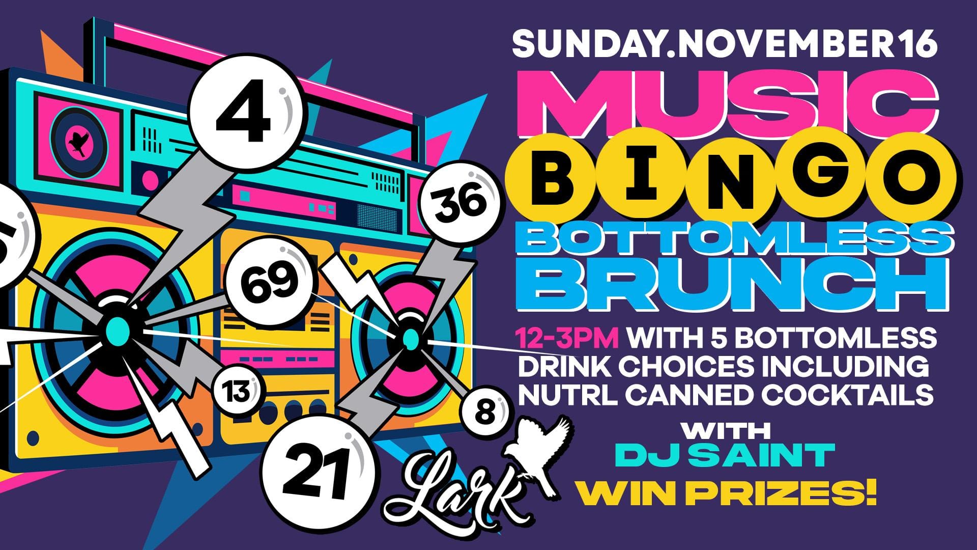 Music Bingo Bottomless Brunch • Lark Restaurant & Bar Chicago