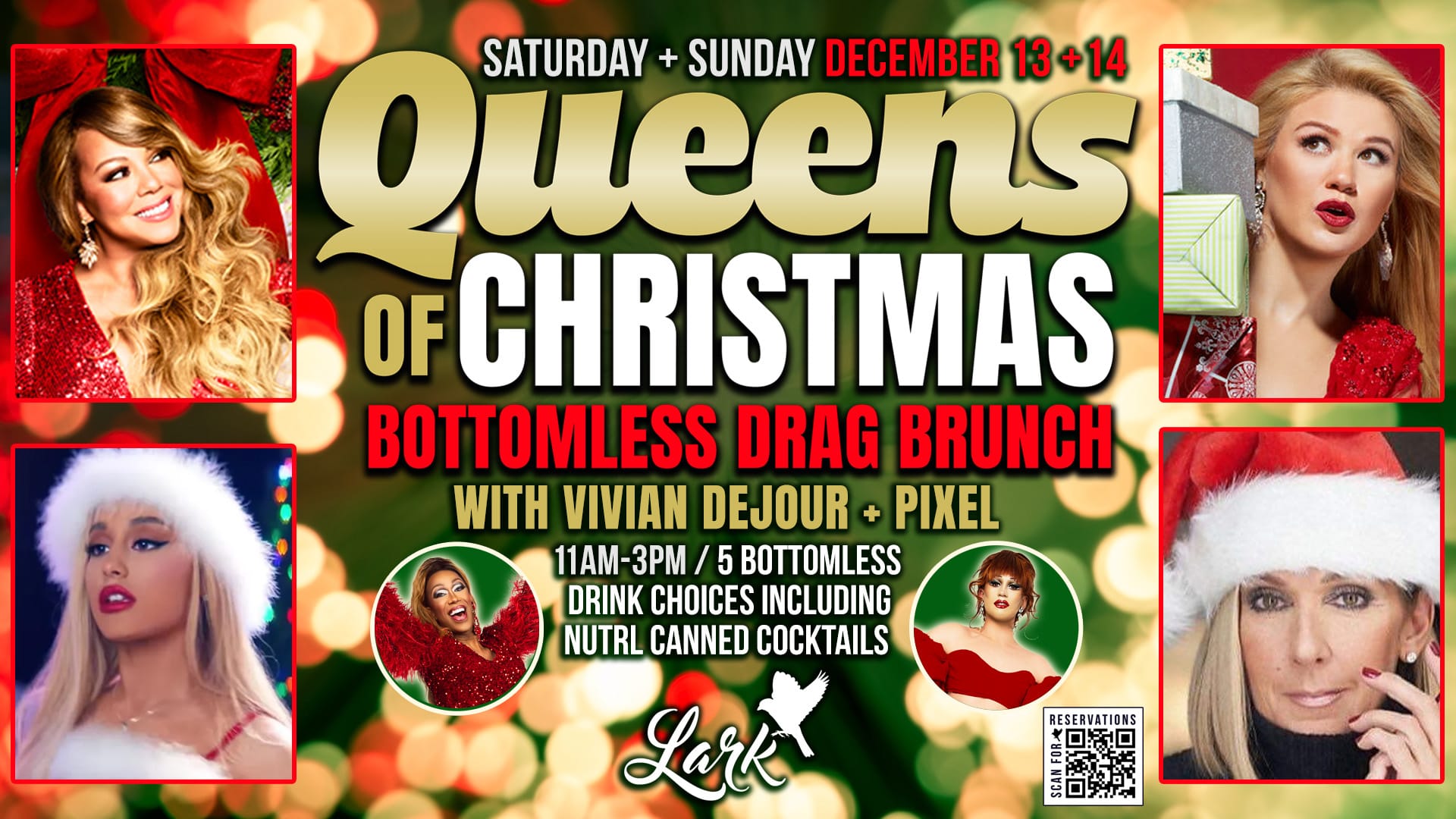Queens of Christmas Bottomless Drag Brunch • Lark Restaurant & Bar Chicago